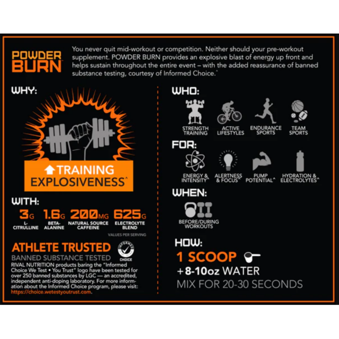 Rival Nutrition Powder Burn Pre Workout – Infinity Supplements